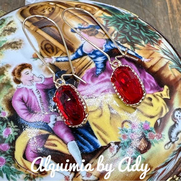 Alquimia | Jewelry | Bright Red Jewel Tone Crystal Charms Extra Long ...
